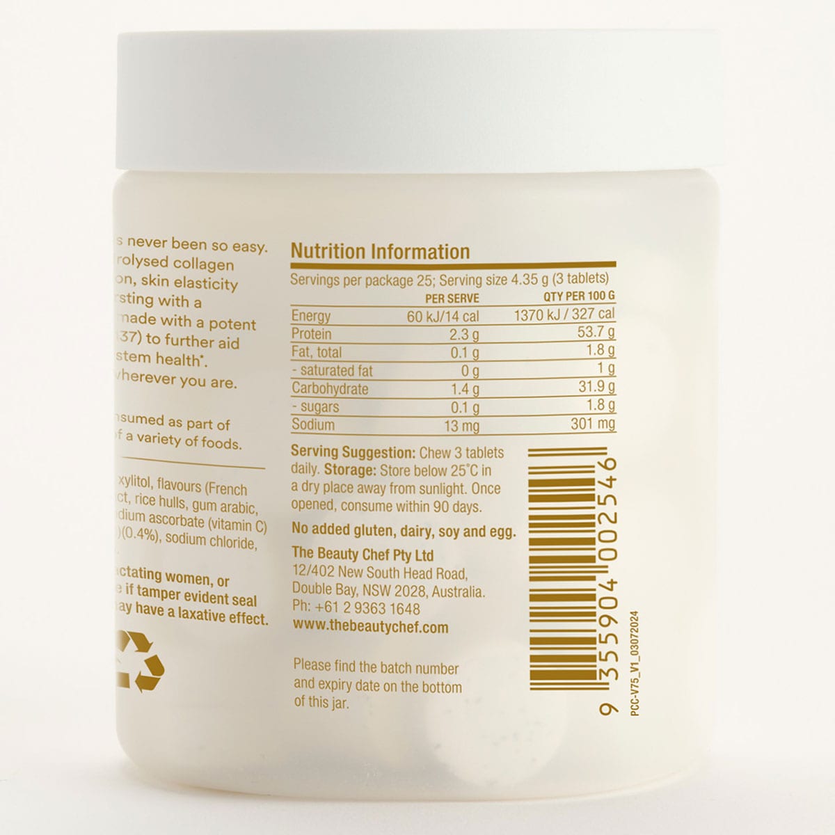 The Beauty Chef Plumpers Collagen Chewables Vanilla Bean 75 Tablets