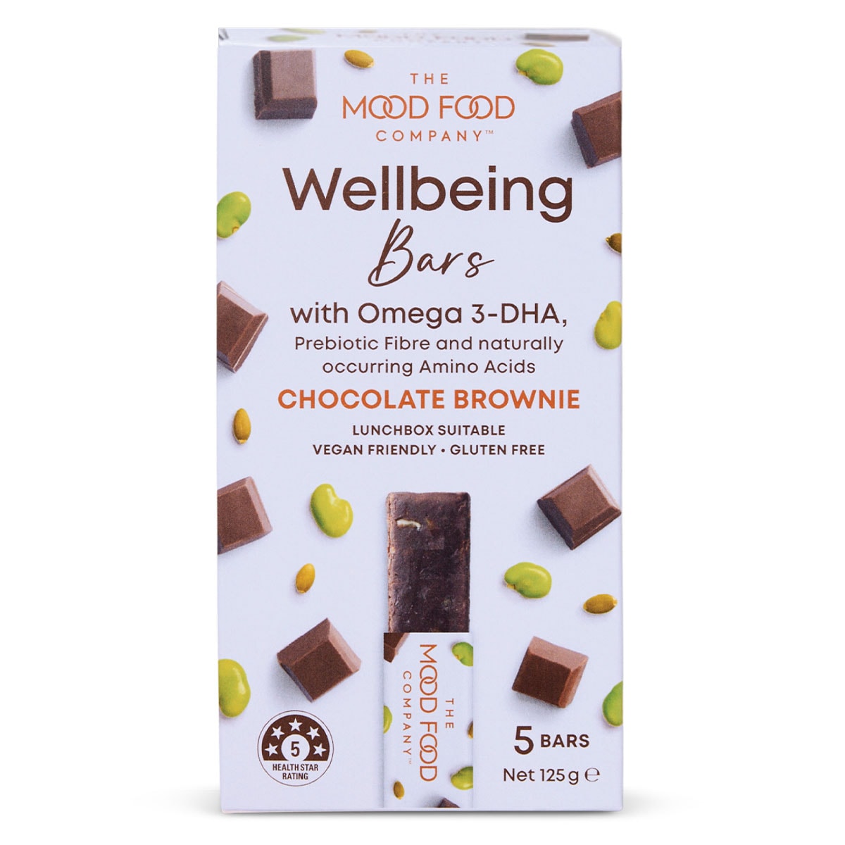 The Mood Food Company Wellbeing Bars Chocolate Brownie - 5 Pack ...