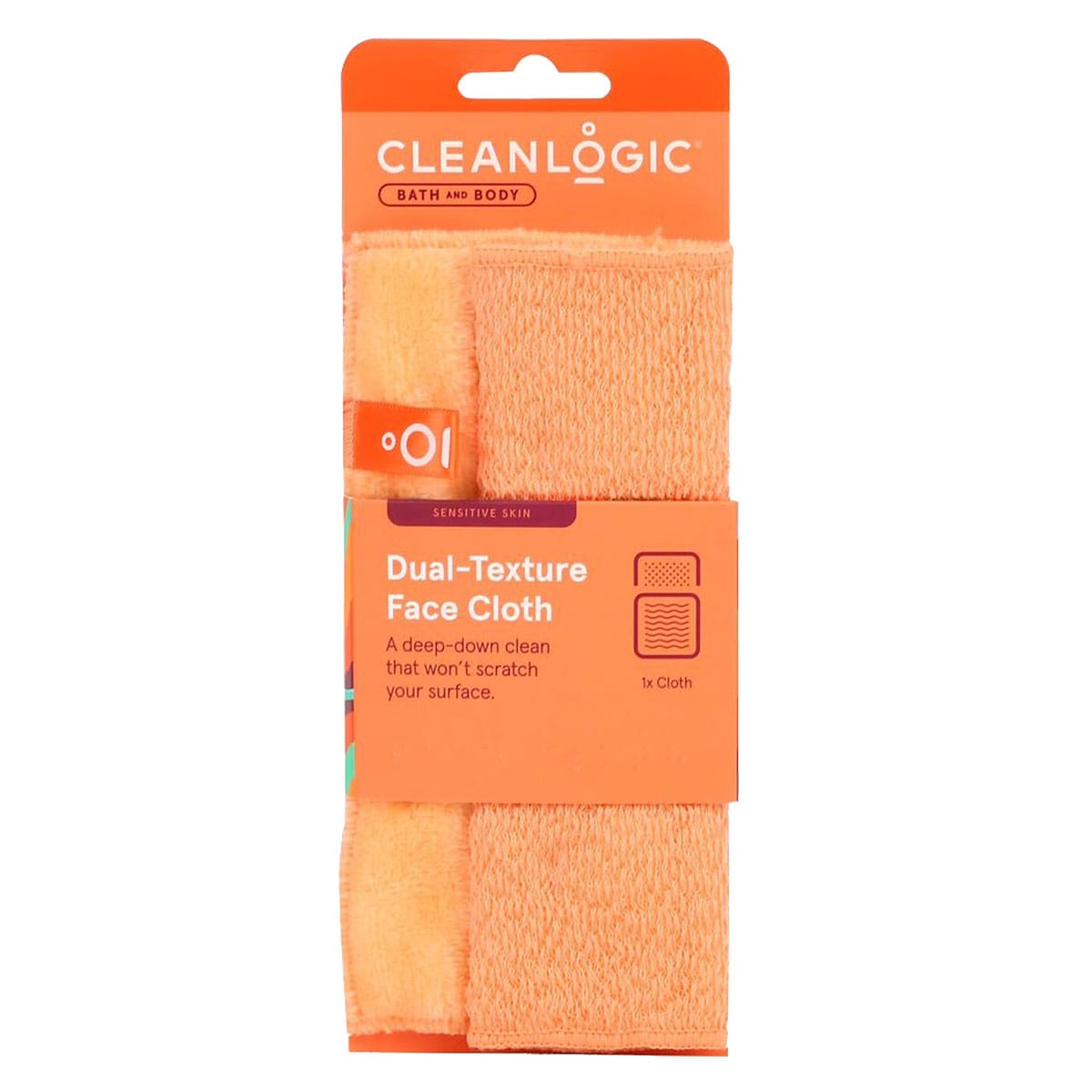 Cleanlogic Sensitive Skin Dual-Texture Face Cloth 1 Pack Assorted ...