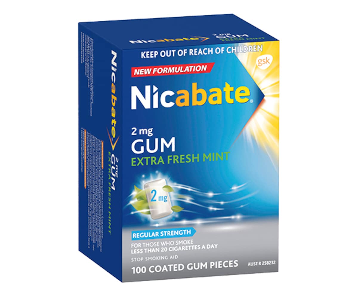 Nicabate Gum Extra Fresh Mint Regular Strength 2mg 100 Pack | Healthylife