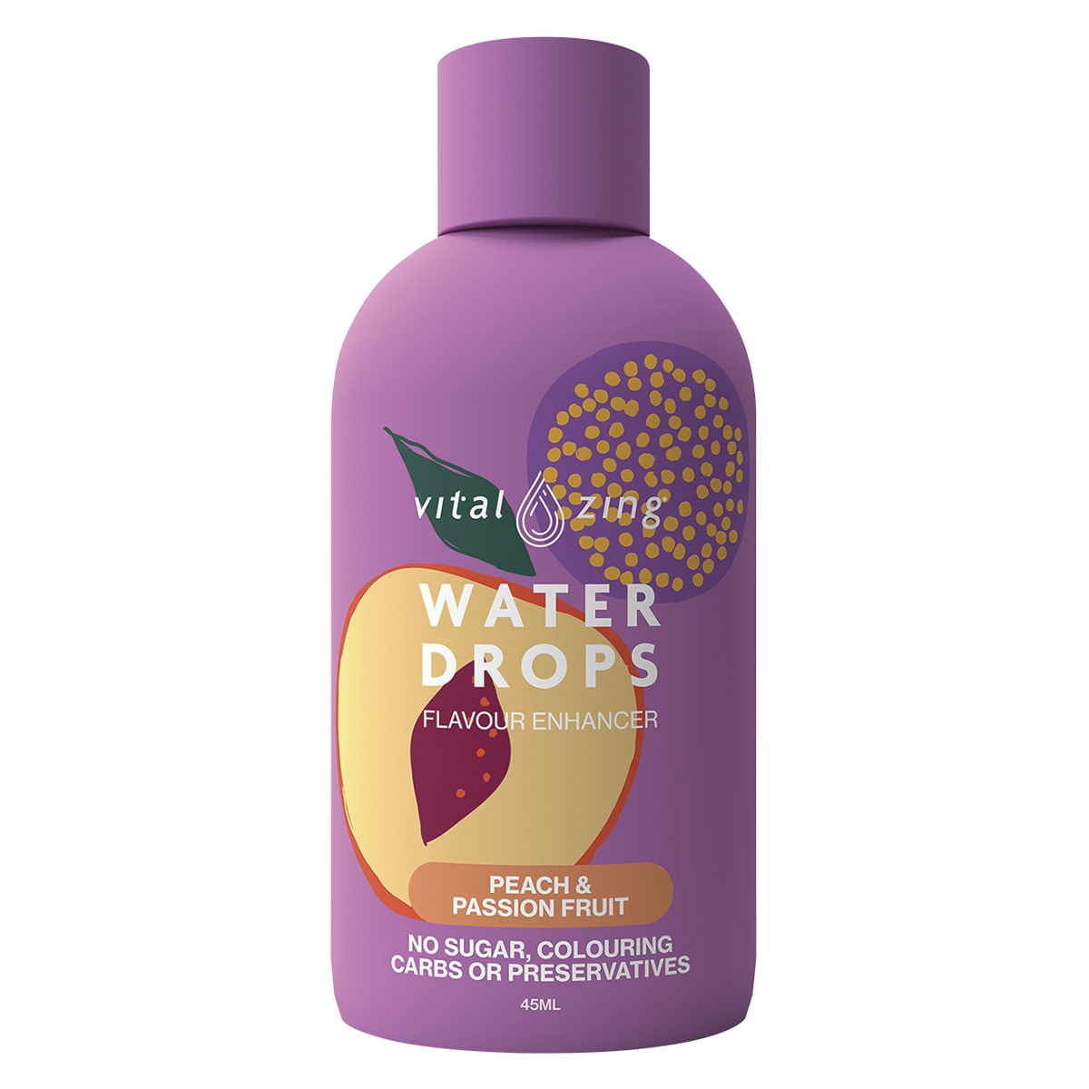 Vital Zing Water Drops Peach & Passionfruit 45ml | Healthylife