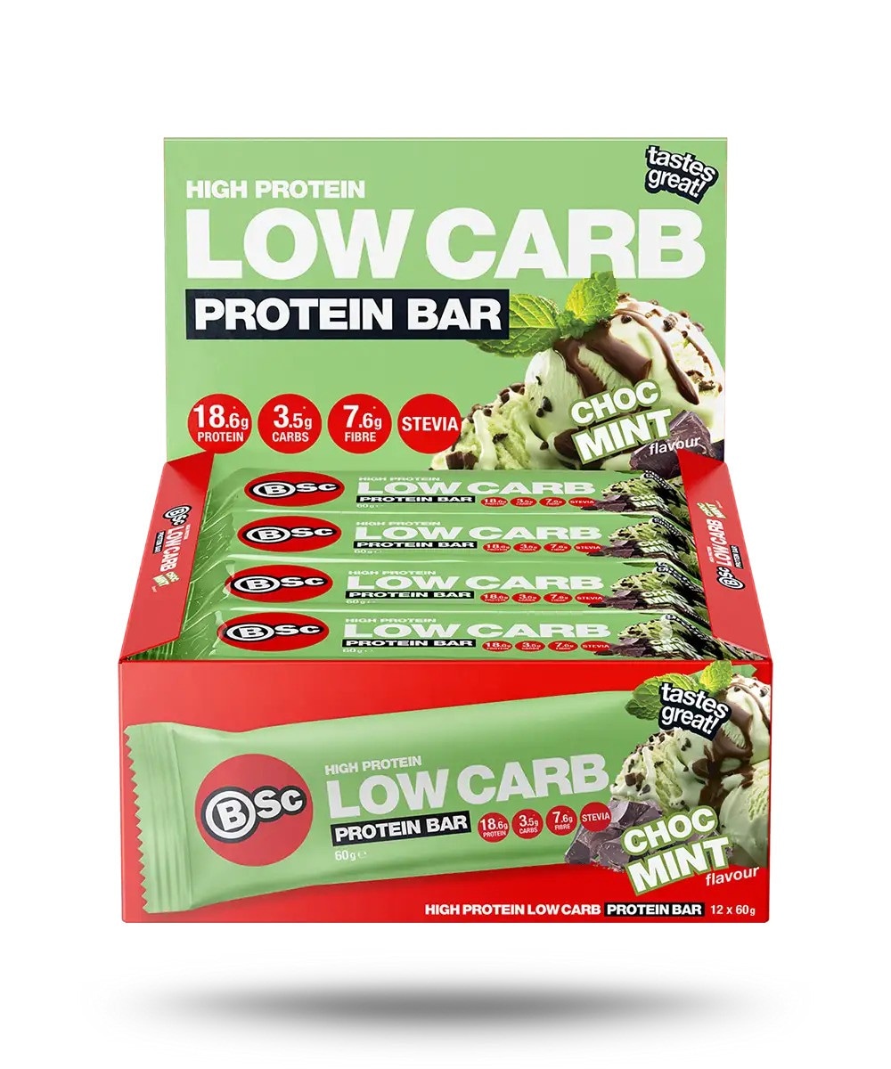 BSc High Protein Low Carb Bar Choc Mint Box 12 x 60g | Healthylife