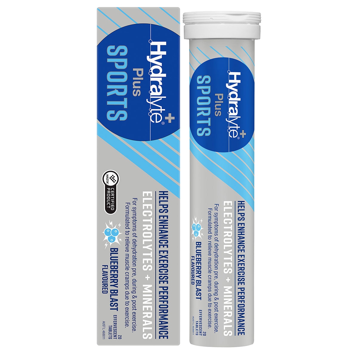 Hydralyte Plus Sport Effervescent Electrolyte Tablets Blueberry 20 Pack ...