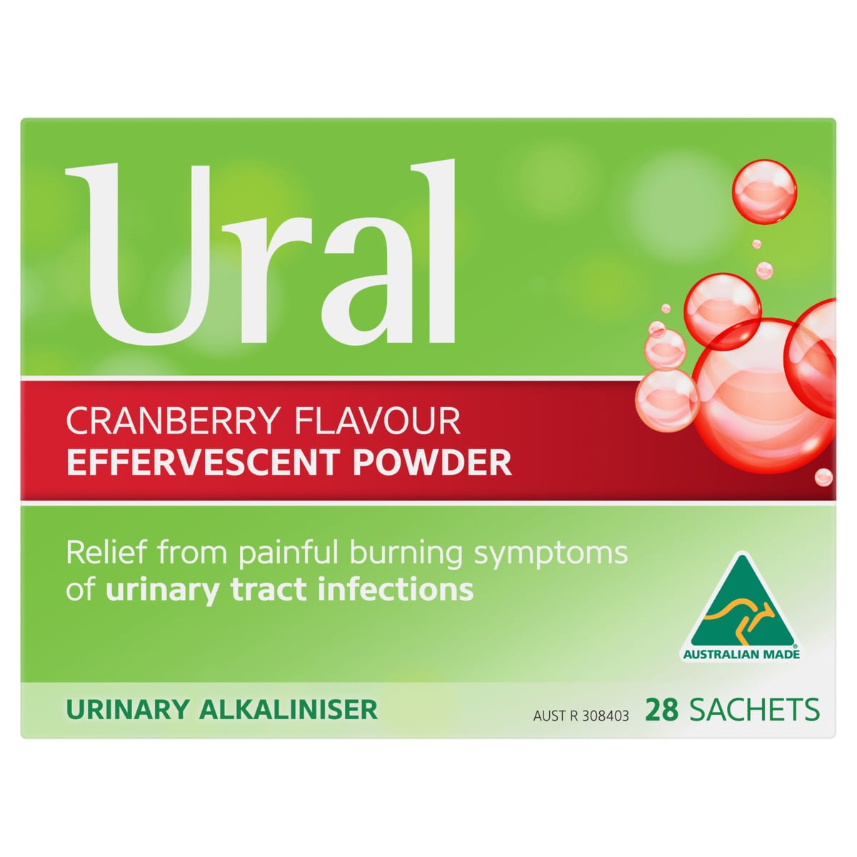Ural Effervescent Powder Cranberry 28 x 4g Sachets | Healthylife