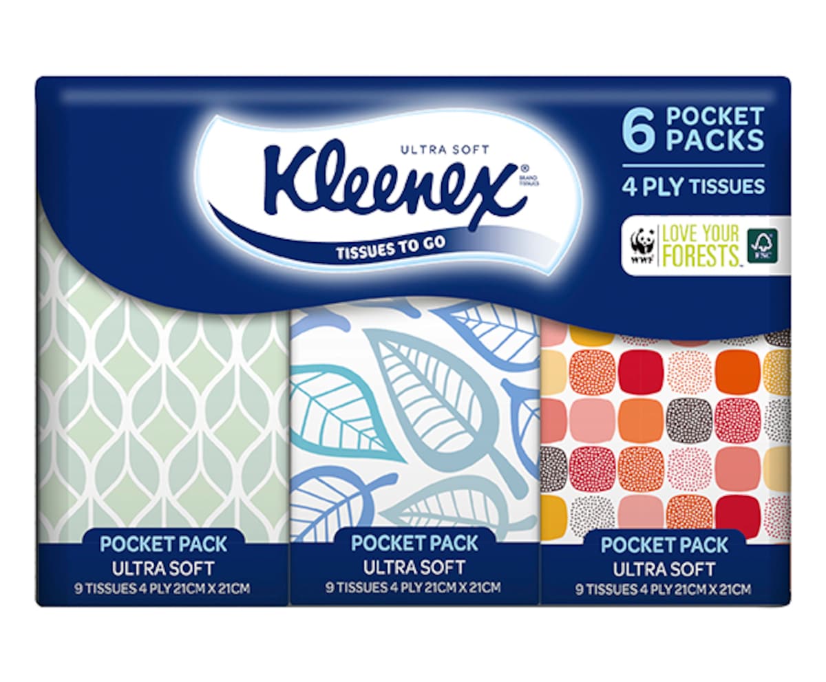 Kleenex To Go Ultra Soft 6 Individual Packs with 9 Tissues | Healthylife