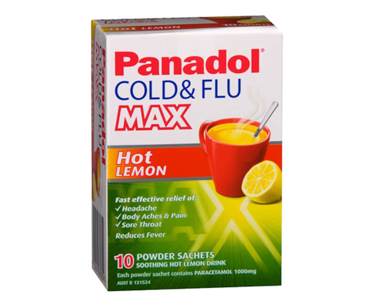 Panadol Cold & Flu Max Hot Lemon 10 Powder Sachets | Healthylife