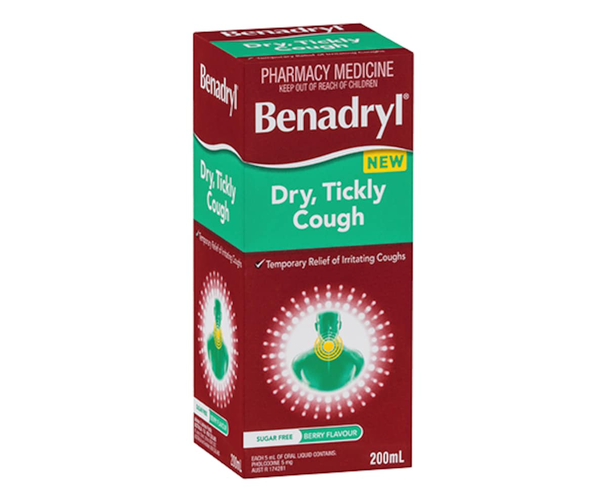 BENADRYL DRY TICKLY COUGH SYRUP 200ML | Healthylife