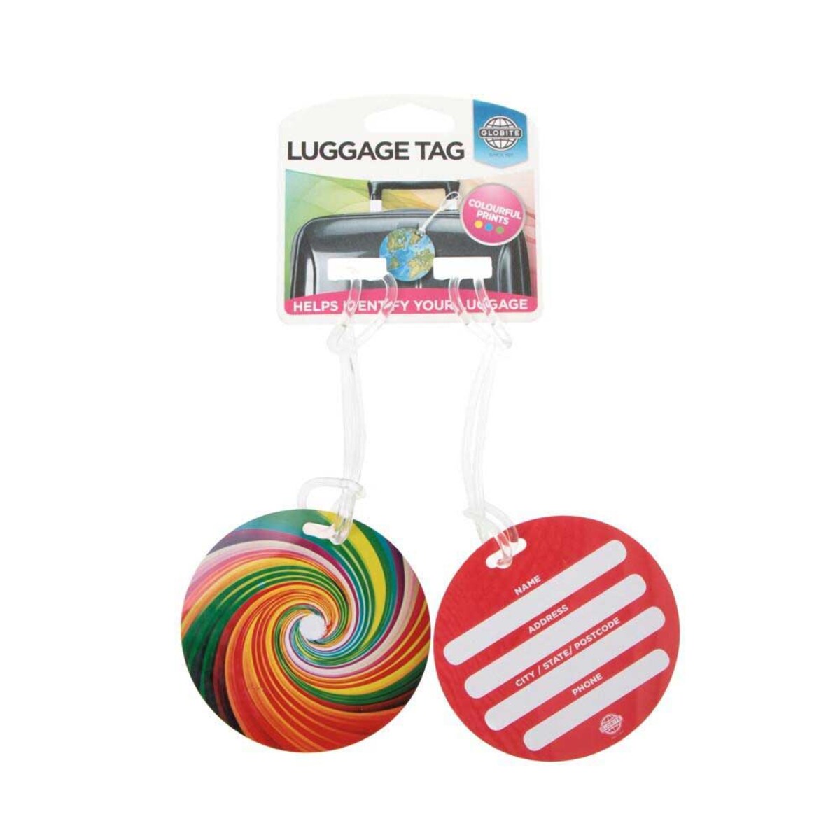 Globite Basic Luggage Tag Swirl 2pk | Healthylife