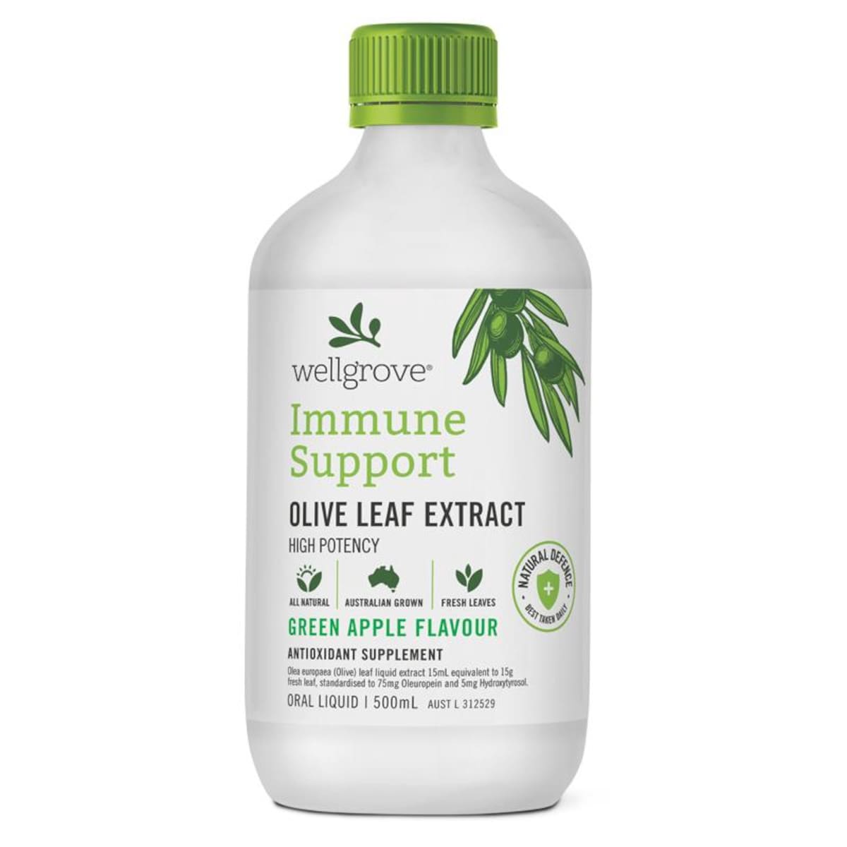 Wellgrove Olive Leaf Extract Immune Support Green Apple 500ml | Healthylife