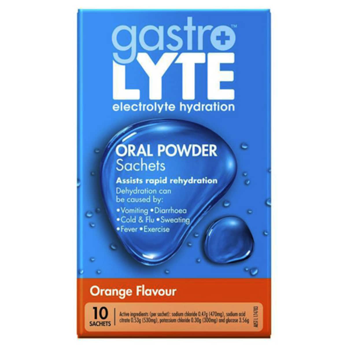 Gastrolyte Electrolyte Hydration Powder Orange 10 Sachets | Healthylife