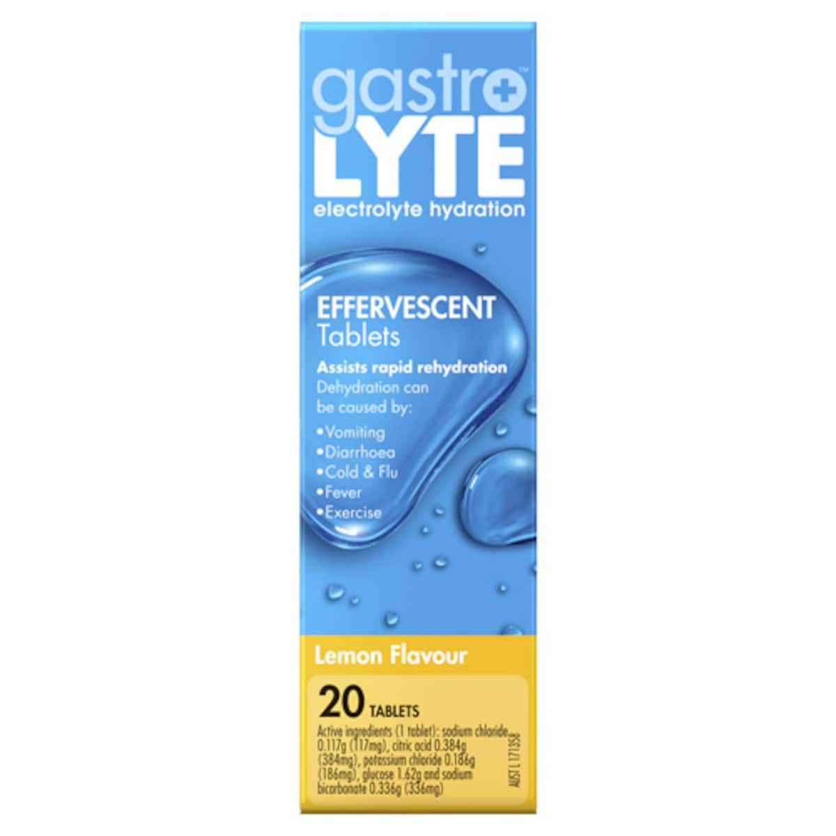 Gastrolyte Electrolyte Hydration Effervescent Tablets Lemon 20 Pack ...