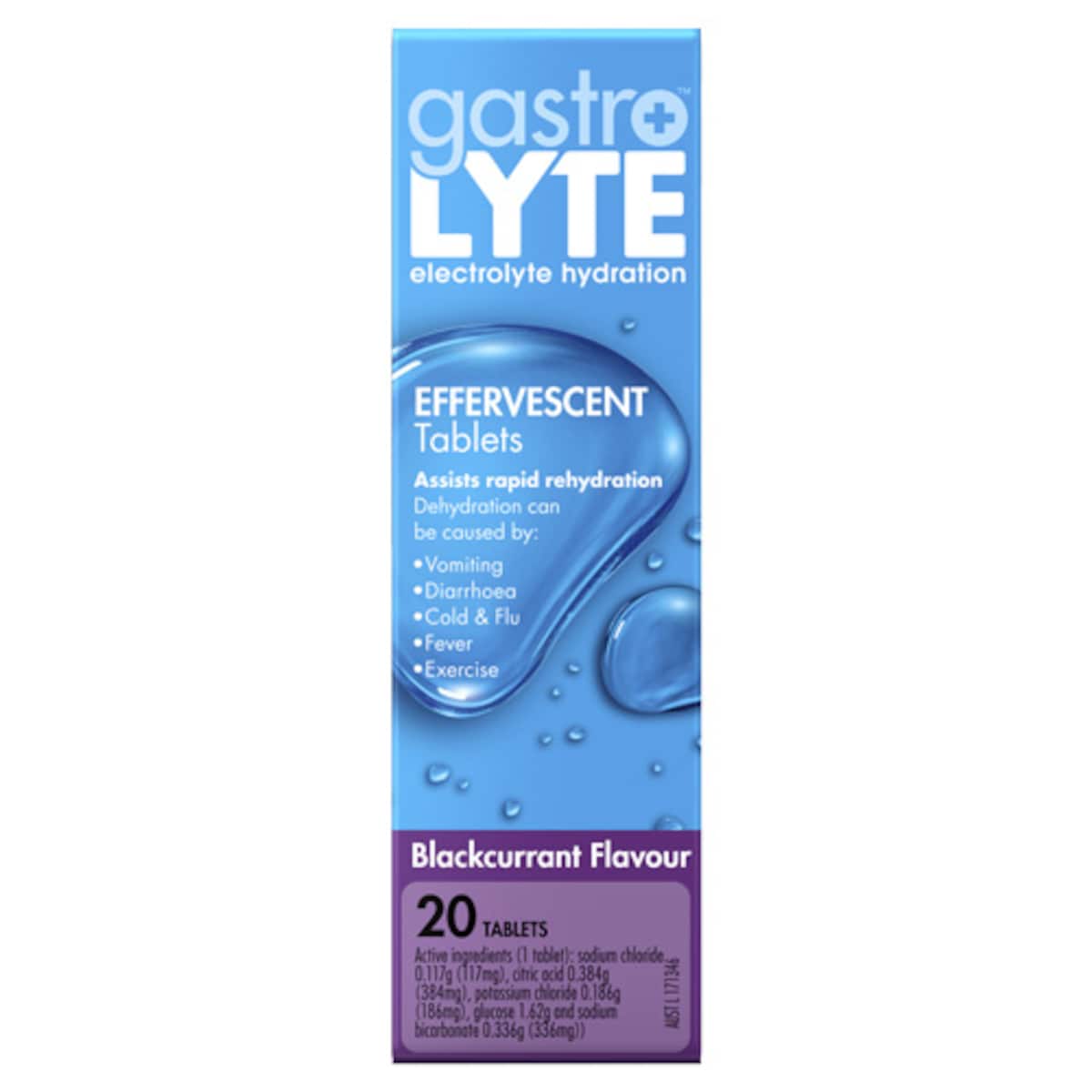 Gastrolyte Electrolyte Hydration Effervescent Tablets Blackcurrant 20 ...