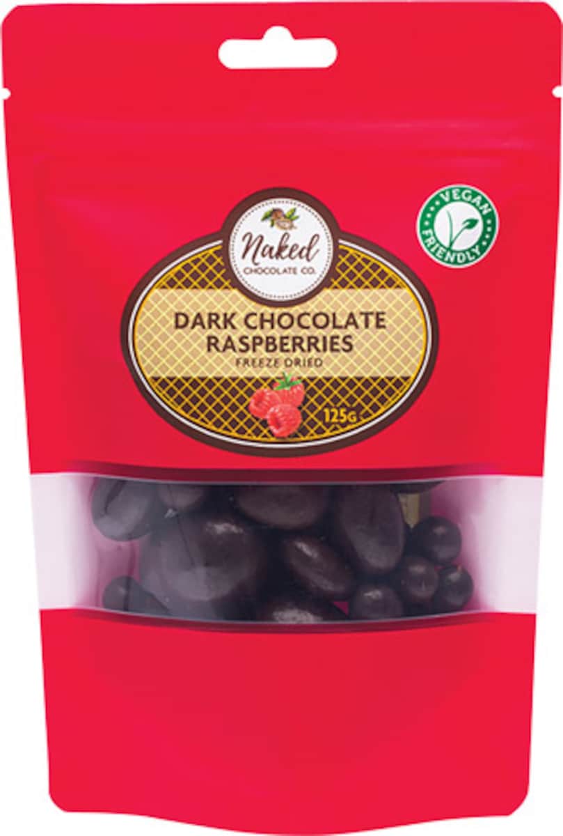 Naked Chocolate Co. Dark Chocolate Freeze Dried Raspberries 100G ...