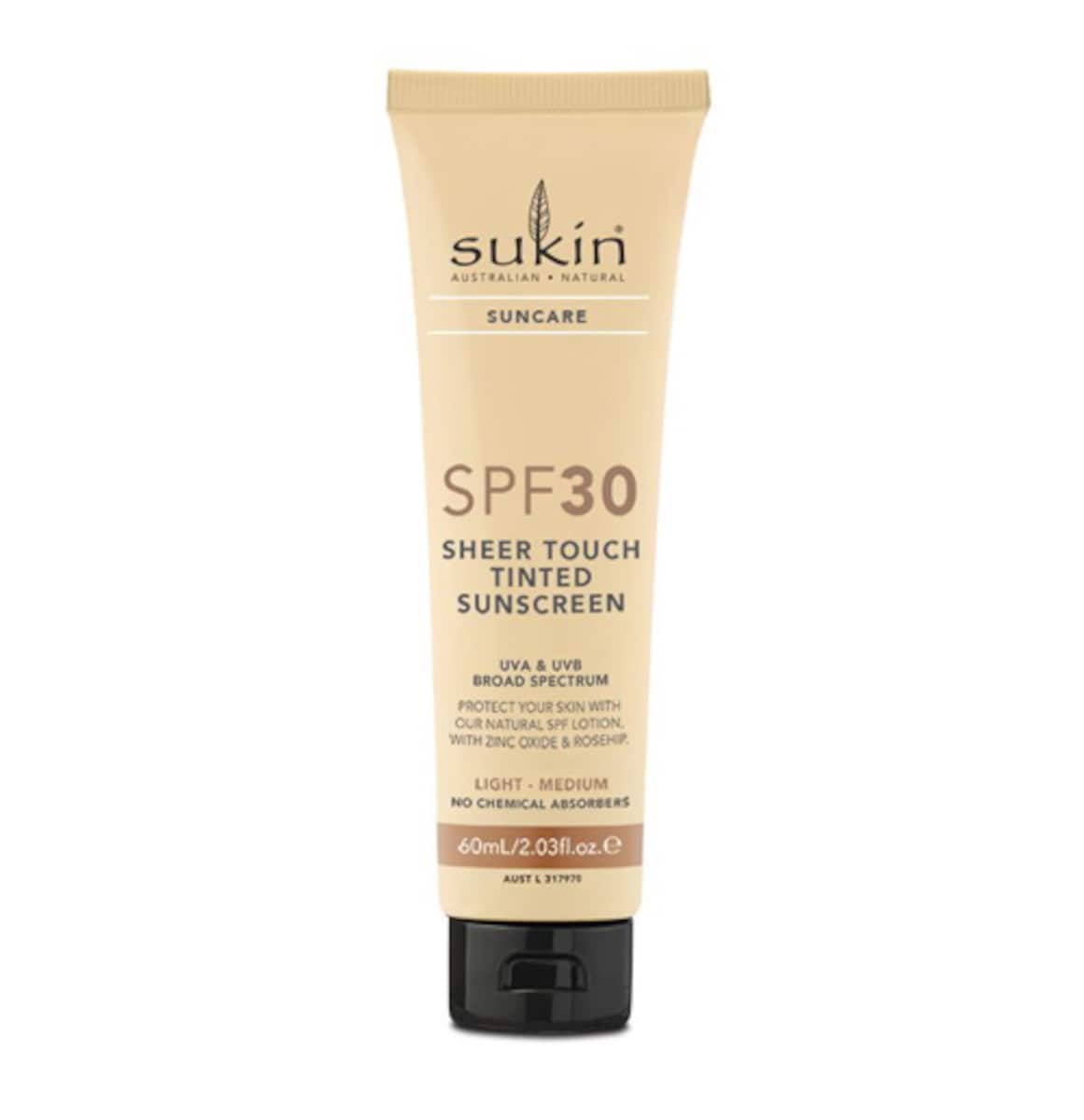 Sukin Sheer Touch Tinted Sunscreen Light/Medium SPF30 60ml | Healthylife