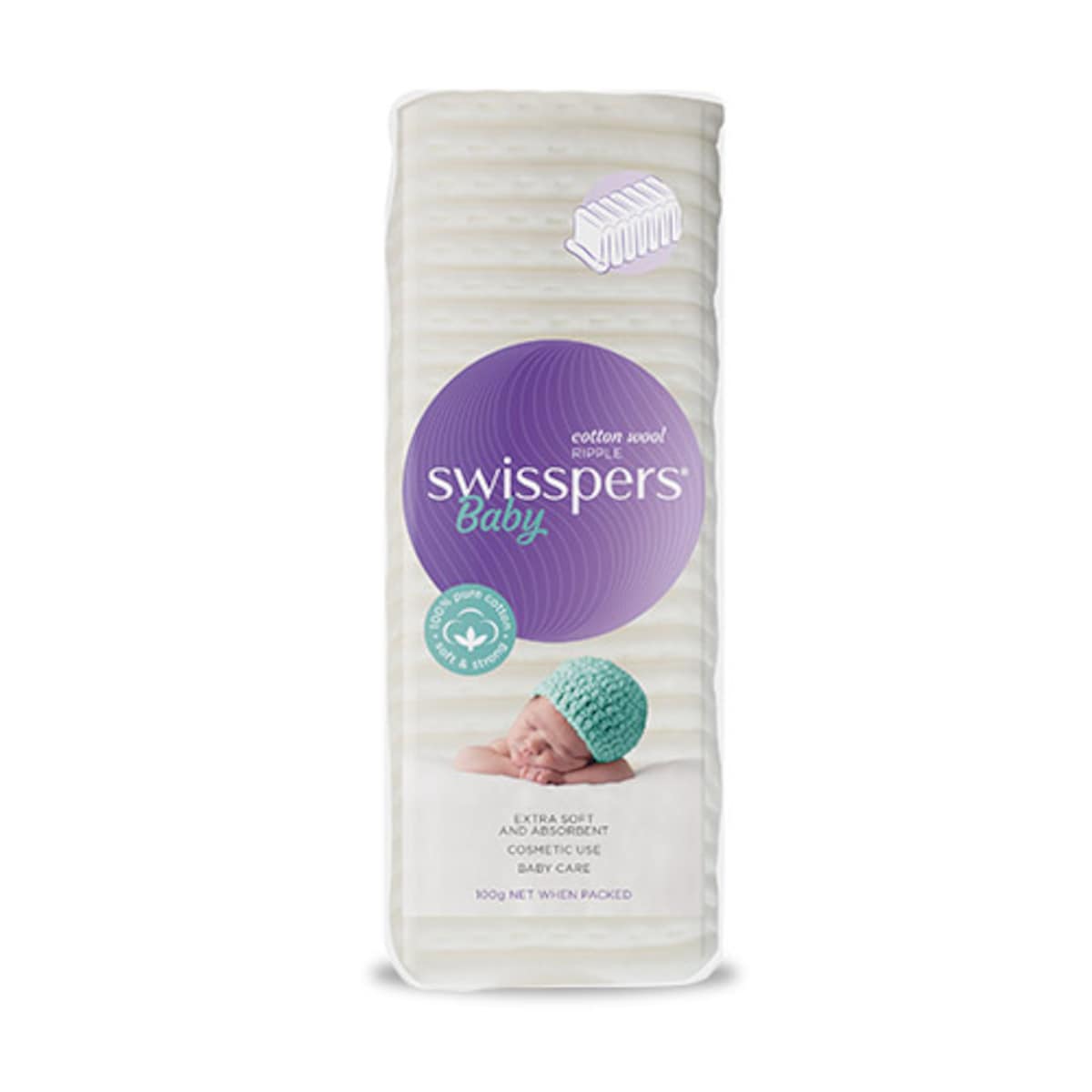 Swisspers Cotton Wool Ripple Pack 100g | Healthylife