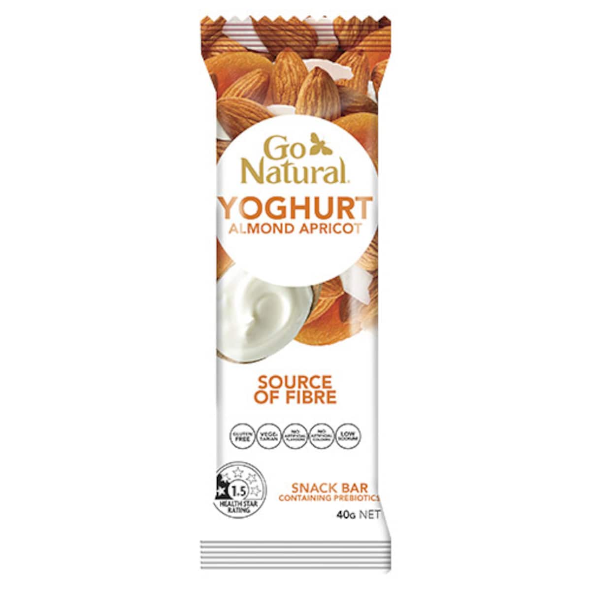 Go Natural Yoghurt Almond Apricot Bar 40g | Healthylife