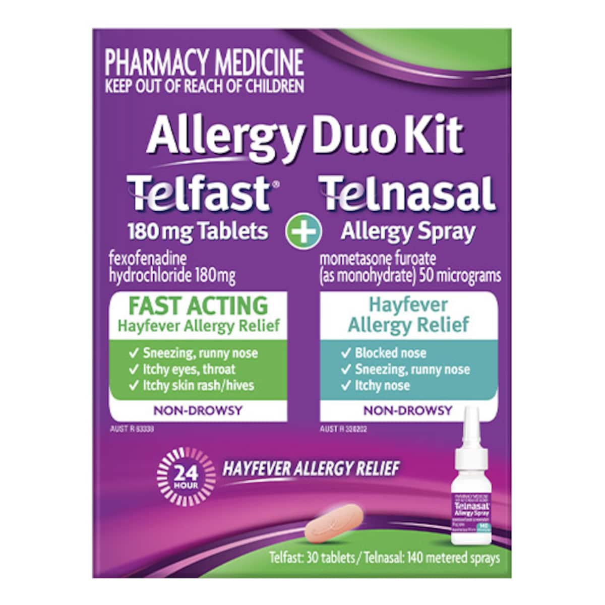 Telfast + Telnasal Allergy Duo Kit (Telfast 180mg 30 Tablets + Telnasal ...