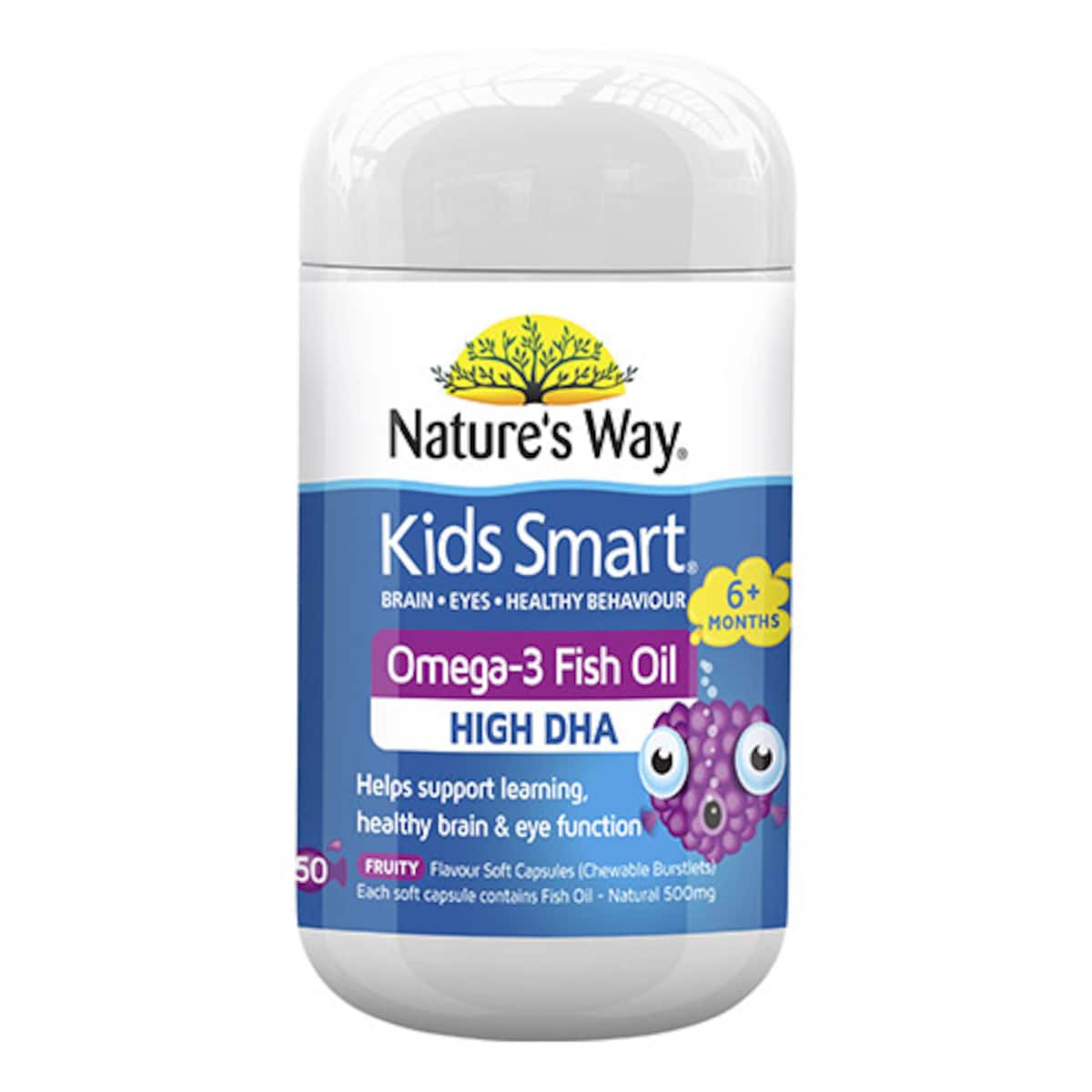 Natures Way Kids Smart Omega 3 Fish Oil High DHA Fruity 50 Capsules ...