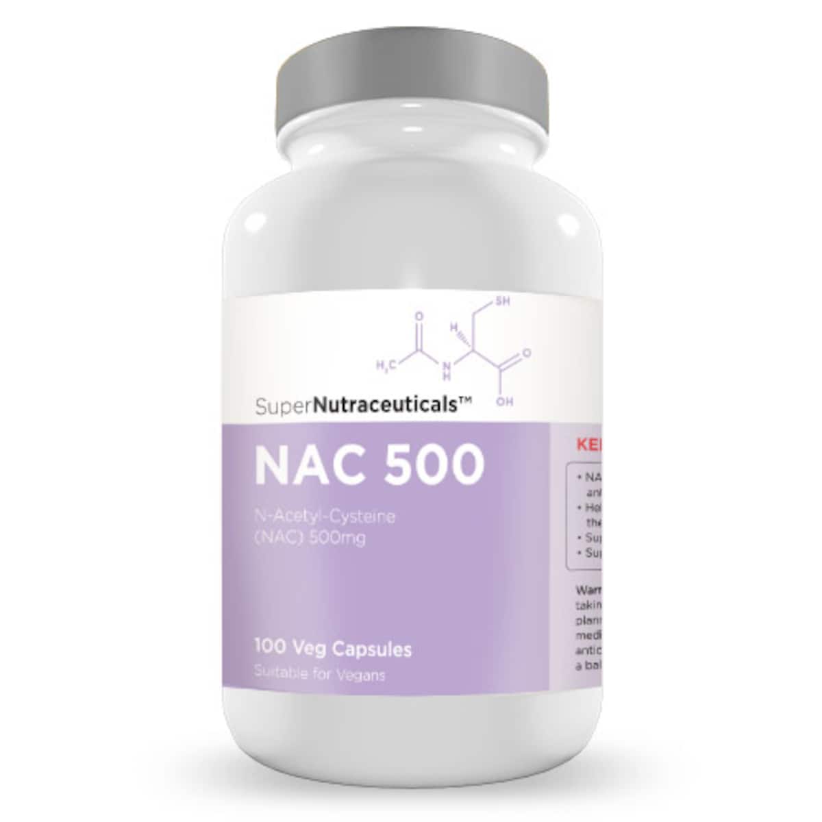 SuperNutraceuticals NAC (N-Acetyl Cysteine) 500mg Capsules 100 ...