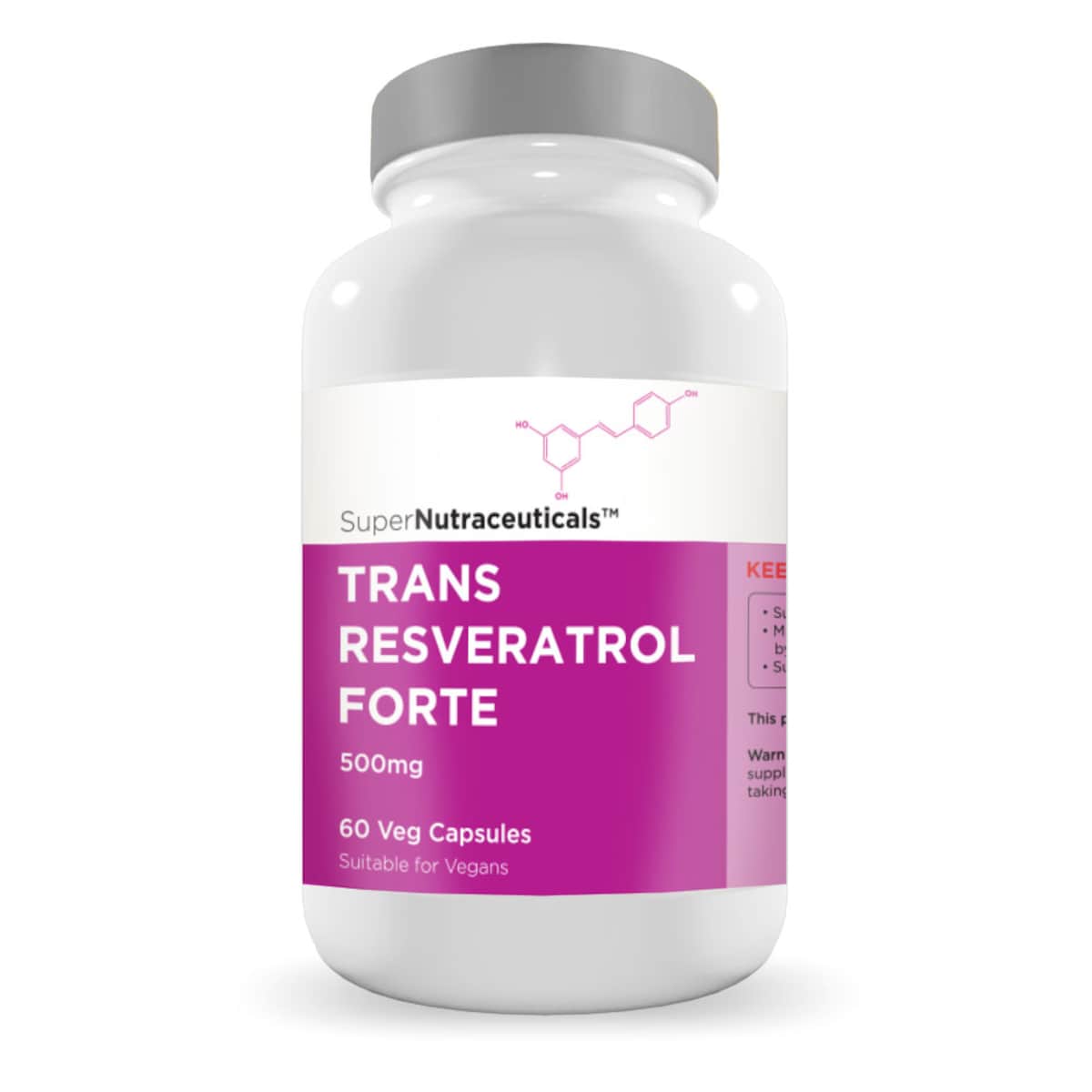 SuperNutraceuticals trans-Resveratrol 500mg Capsules 60 {Compounded ...