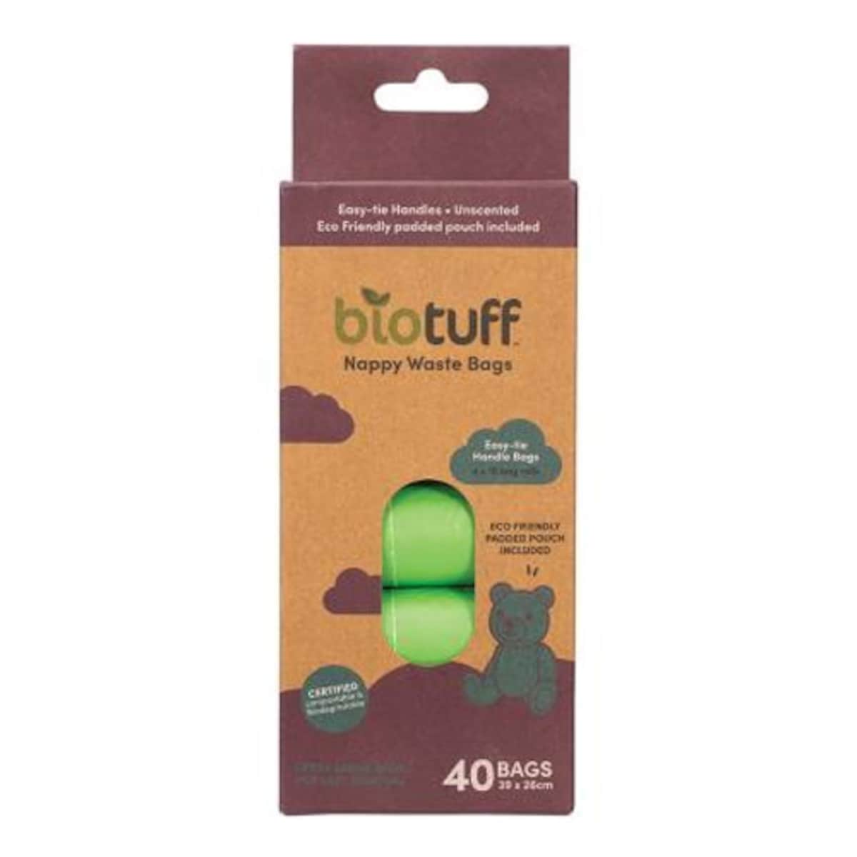Biotuff Baby Nappy Waste Bags & Dispenser 4 x 10 Bag Rolls | Healthylife