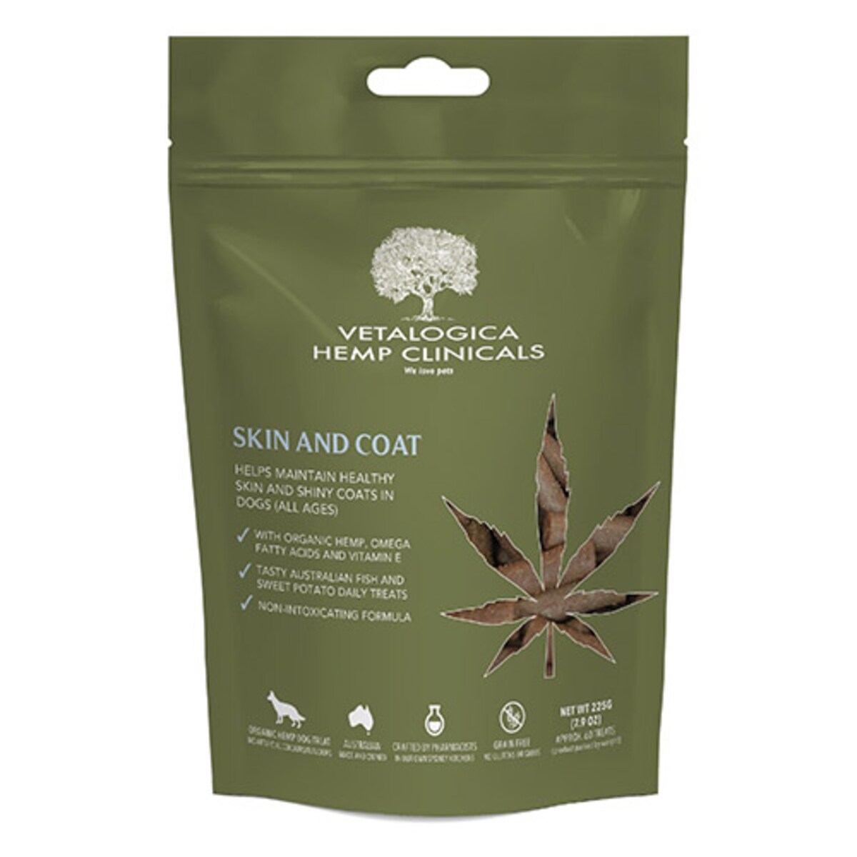 Vetalogica Hemp Clinicals Skin and Coat Plus Dog Treats 225g | Healthylife