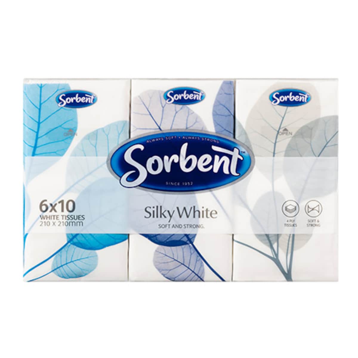 Sorbent Soft White Facial Tissues Pocket Pack 6 Pack | Healthylife