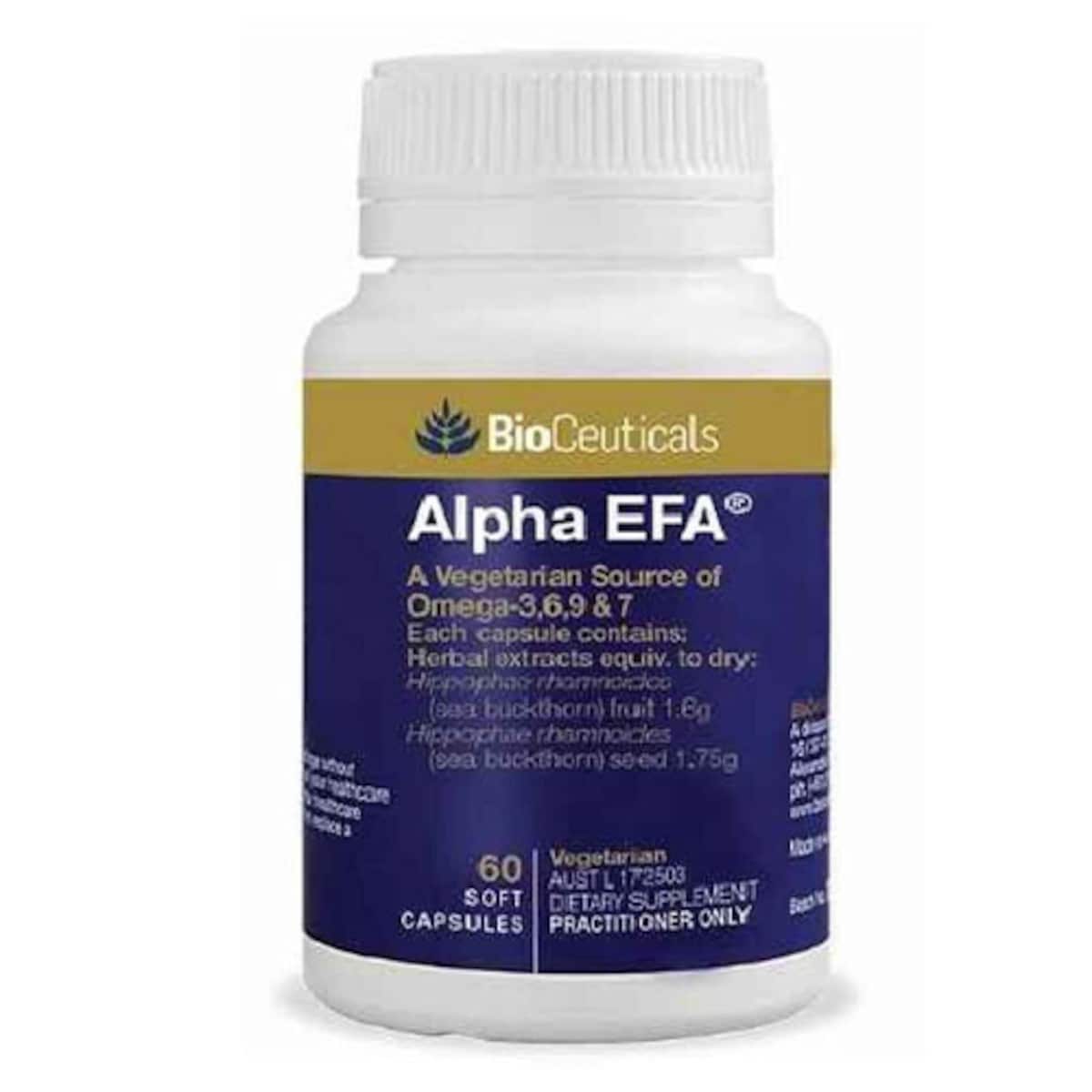 Bioceuticals Alpha EFA 60 Capsules Vegetarian Friendly Omega Supplement ...