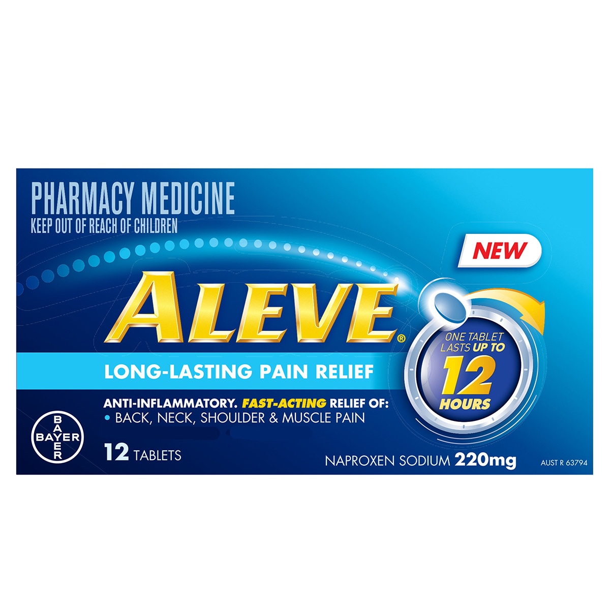 Aleve 12 Hour Long Lasting Pain Relief 12 Tablets | Healthylife
