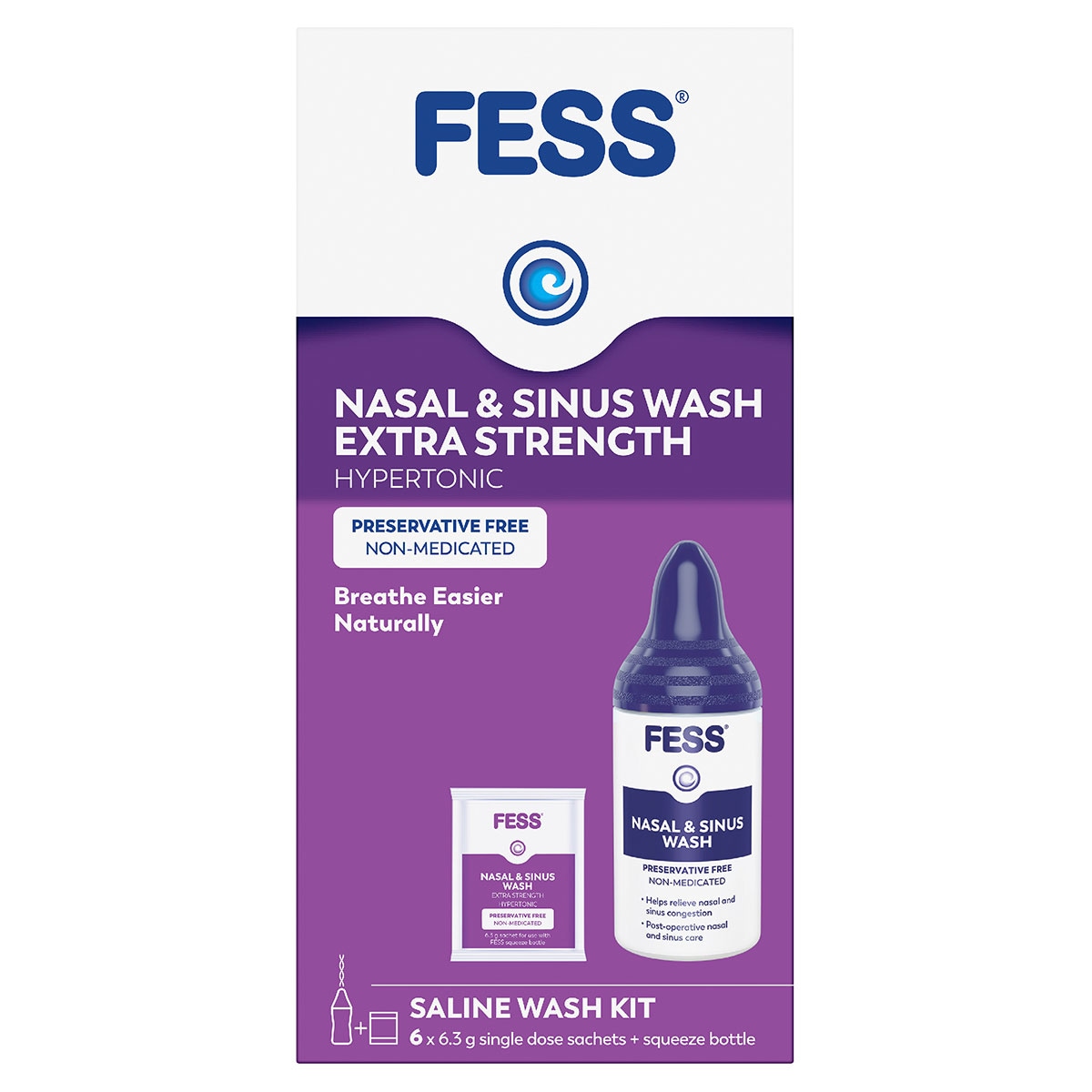 FESS Nasal & Sinus Wash Extra Strength Starter Kit 6 Pack