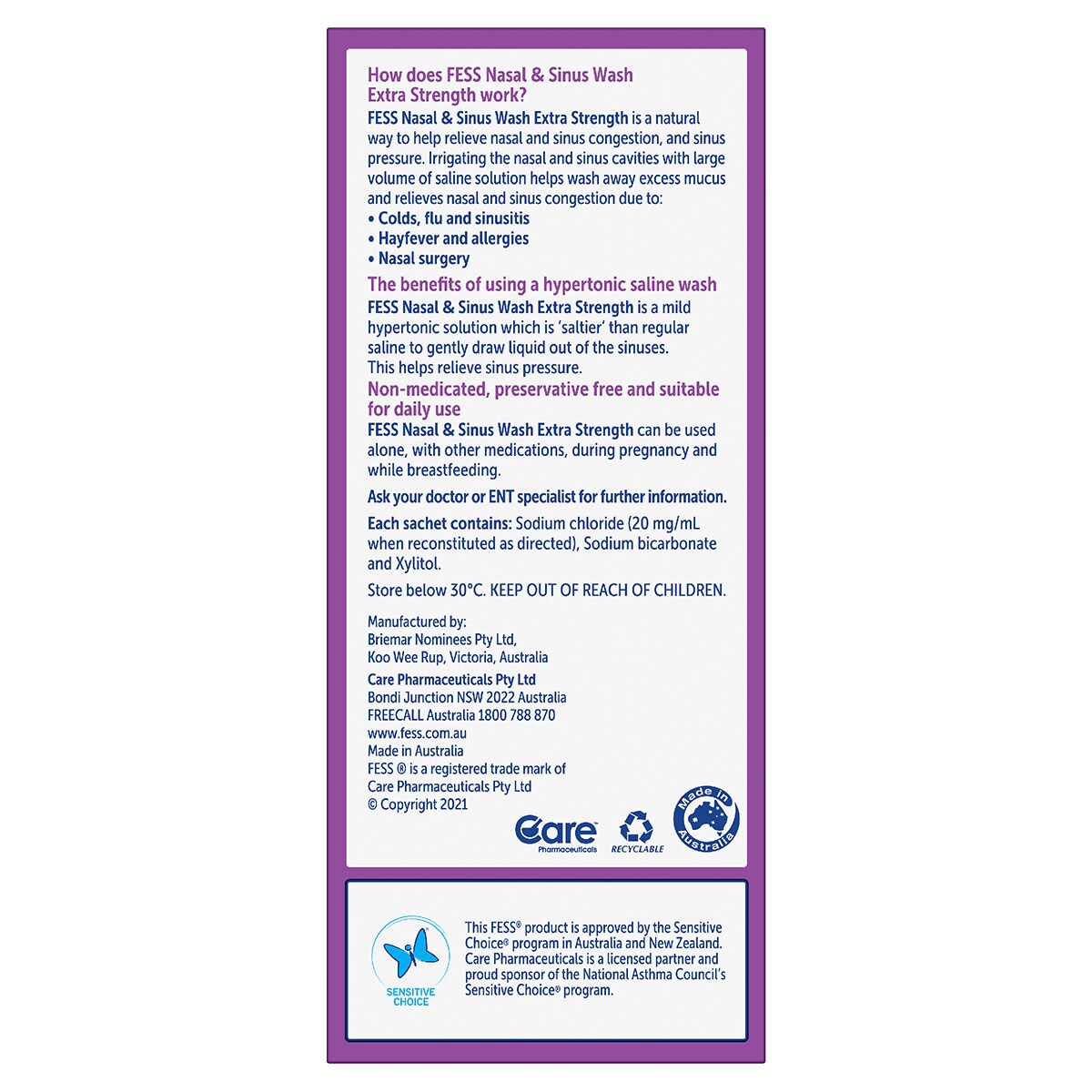 FESS Nasal & Sinus Wash Extra Strength Starter Kit 6 Pack