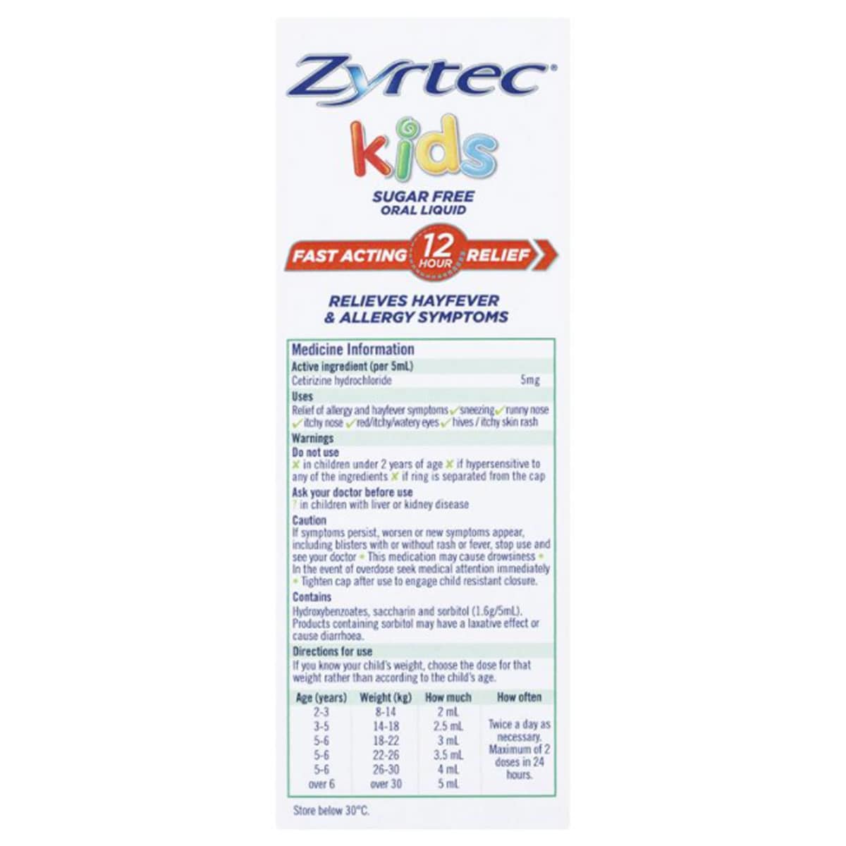 Zyrtec Kids Fast Acting Allergy & Hayfever Relief Banana Flavour Oral ...