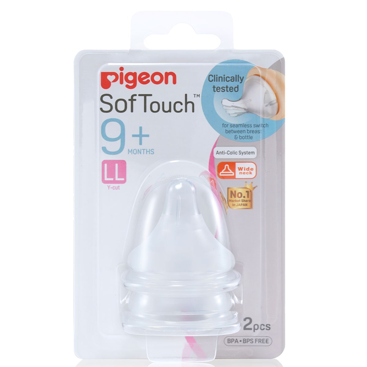 Pigeon SofTouch Peristaltic Plus Teat (LL) 2 Pieces | Healthylife