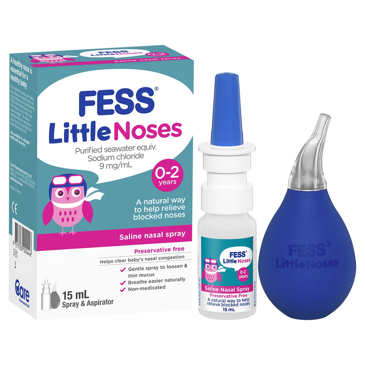 Fess Little Noses Saline Nasal Spray 15ml + Aspirator