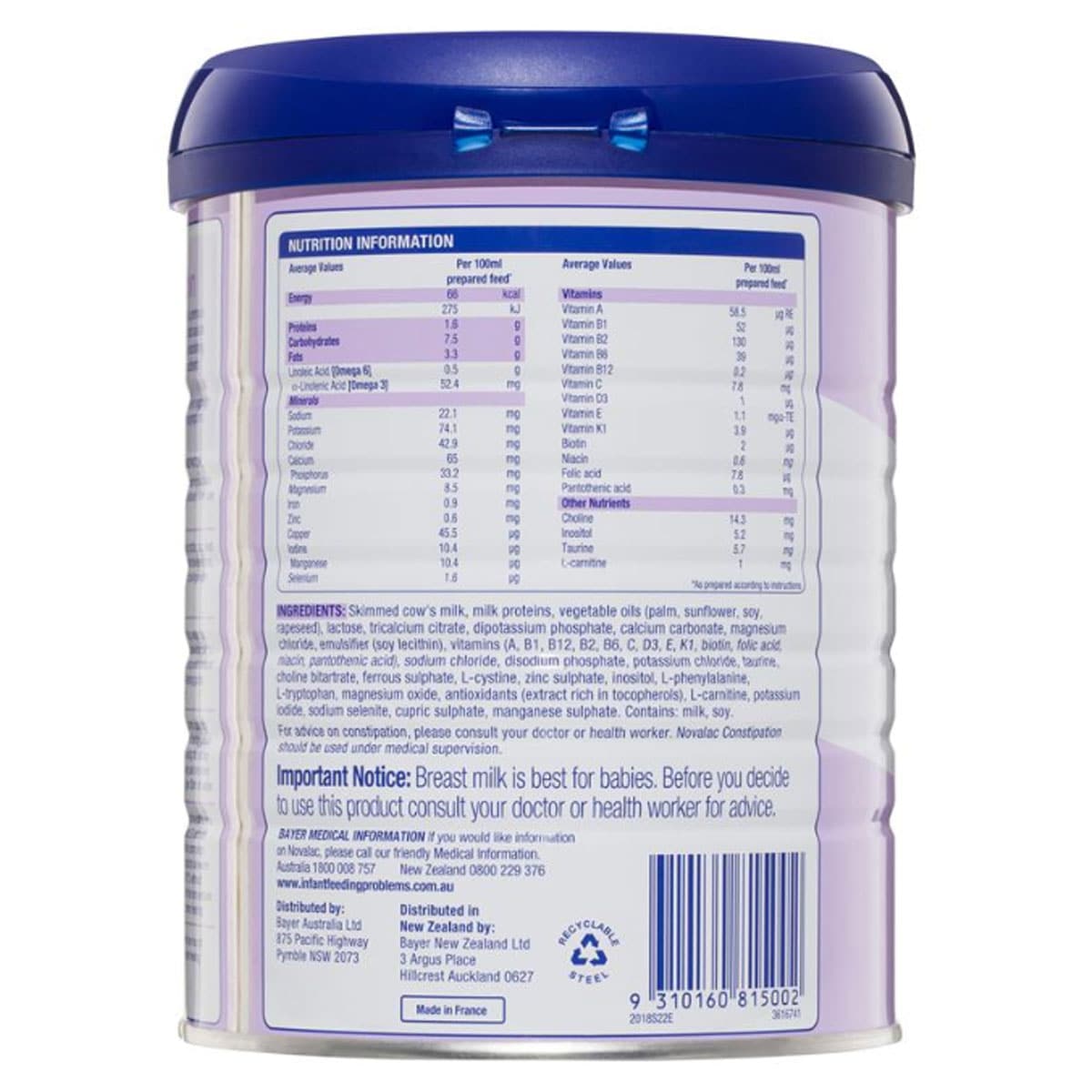 Novalac Constipation Infant Formula 800G