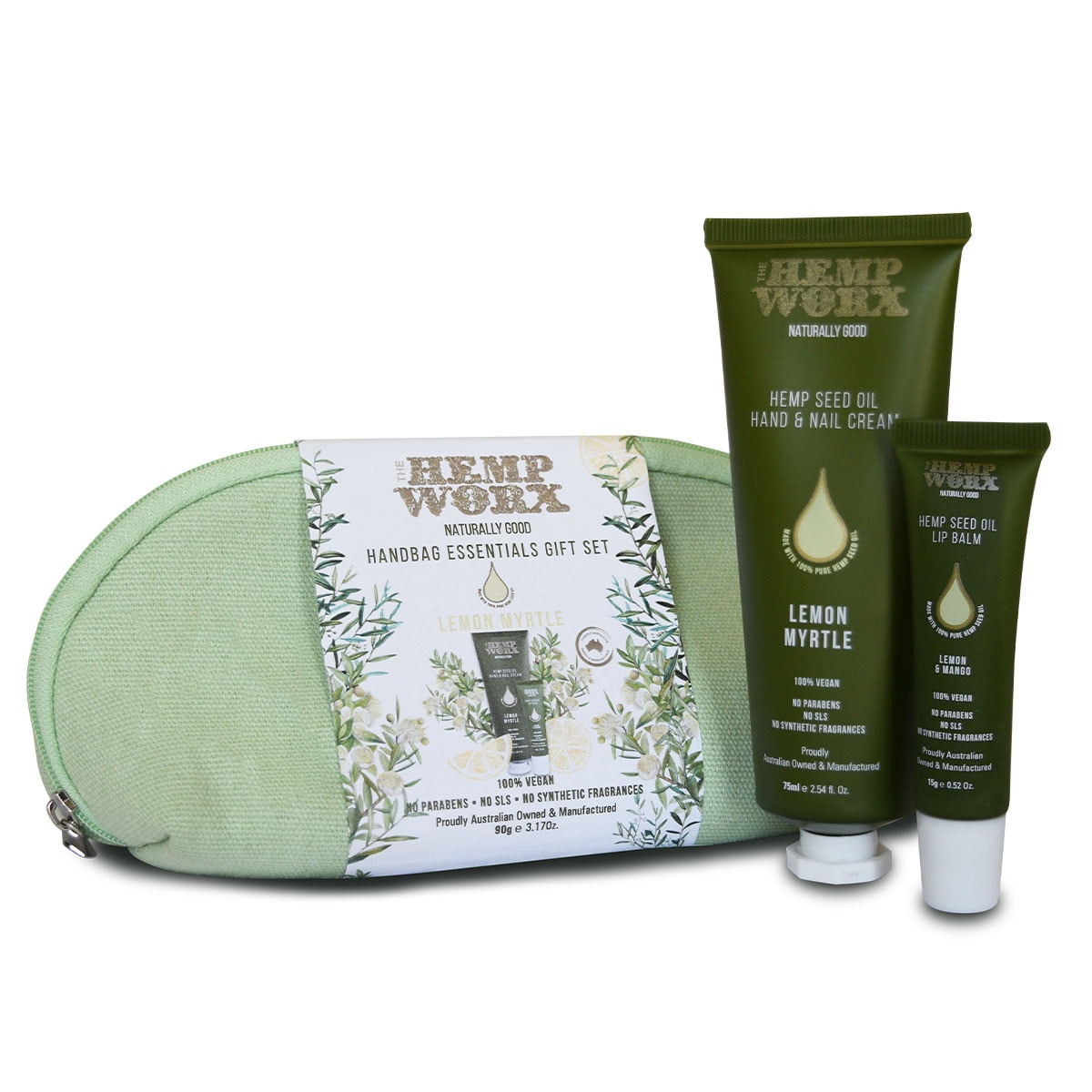 Hemp Worx Hand Bag Essentials Lemon Myrtle Gift Set