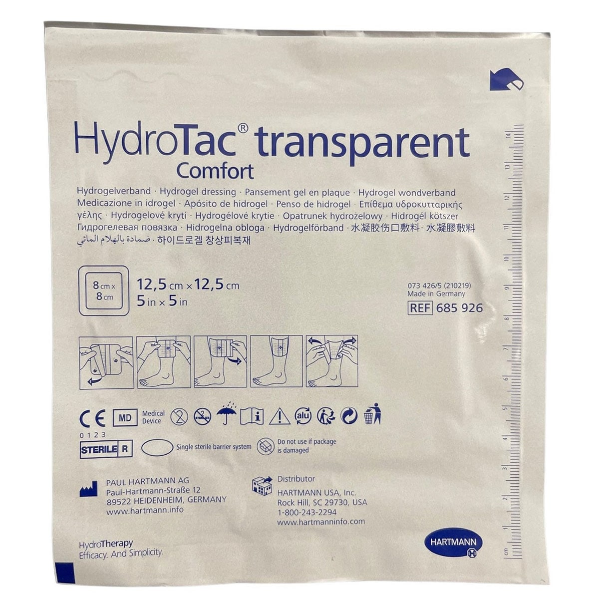 Hartmann HydroTac Transparent Comfort Hydrogel Dressing 12.5cm x 12.5cm ...