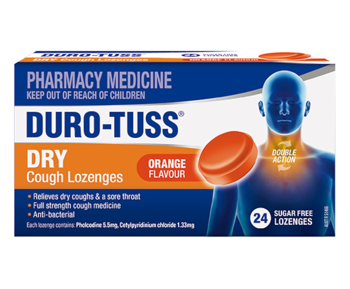 Durotuss Dry Cough Lozenges Sugar Free Orange 24 Pack | Healthylife