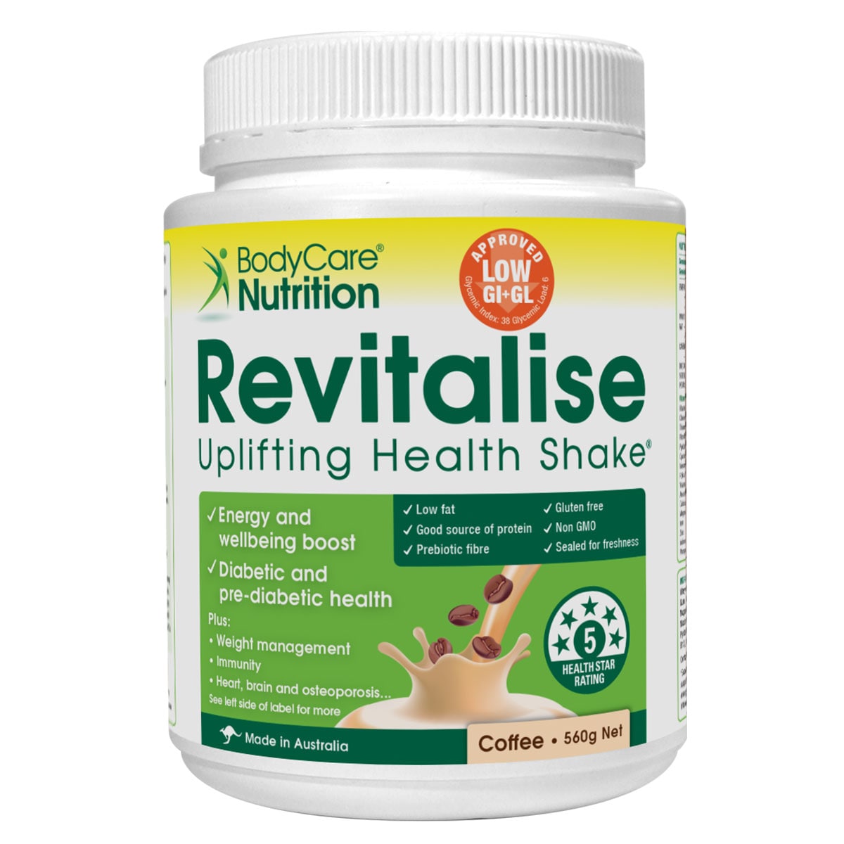 BodyCare Nutrition Revitalise Health Shake Coffee 560g | Healthylife