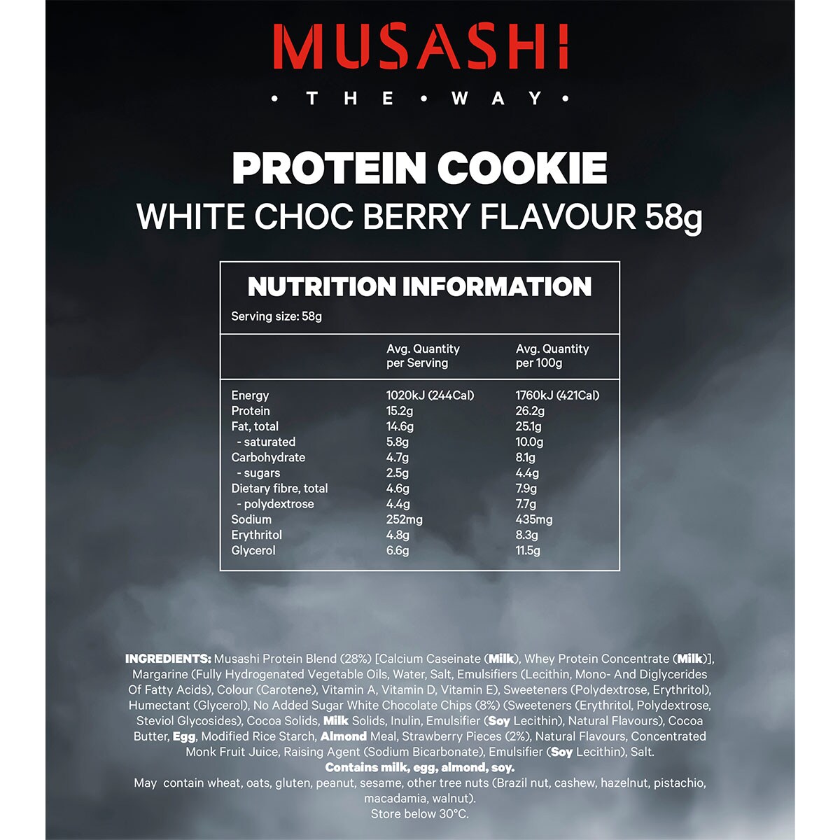 Musashi White Choc Berry Protein Cookie 58g