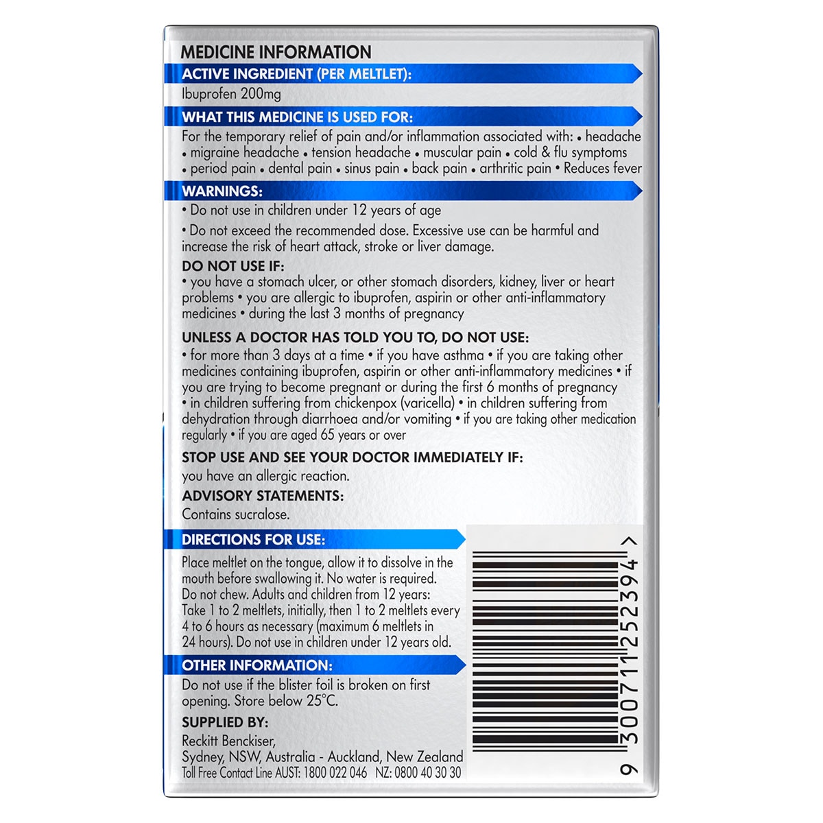 Nurofen Meltlets Pain Relief Citrus (24 Tablets)