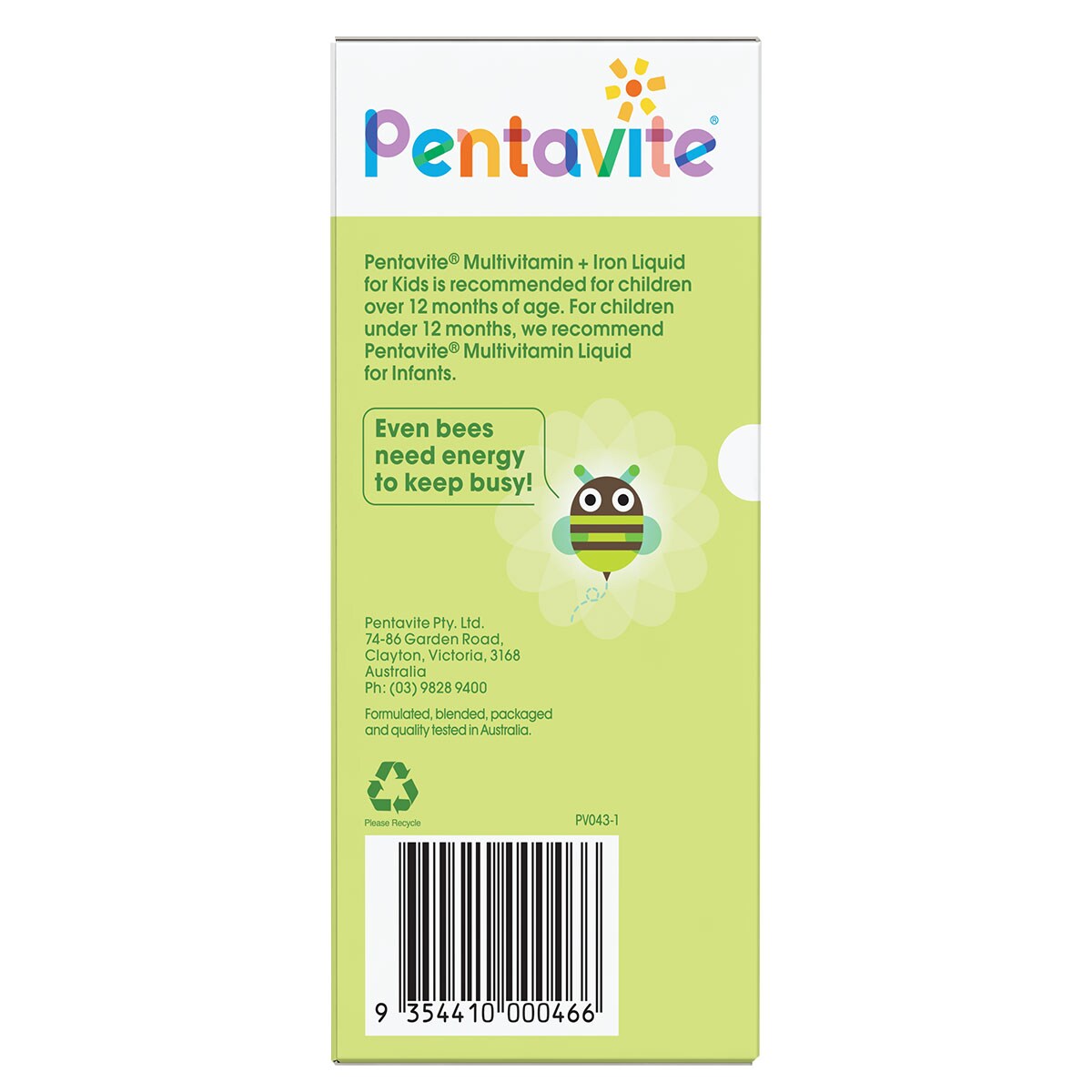 Pentavite Kids Multivitamin + Iron Liquid 200ml (New Formula)