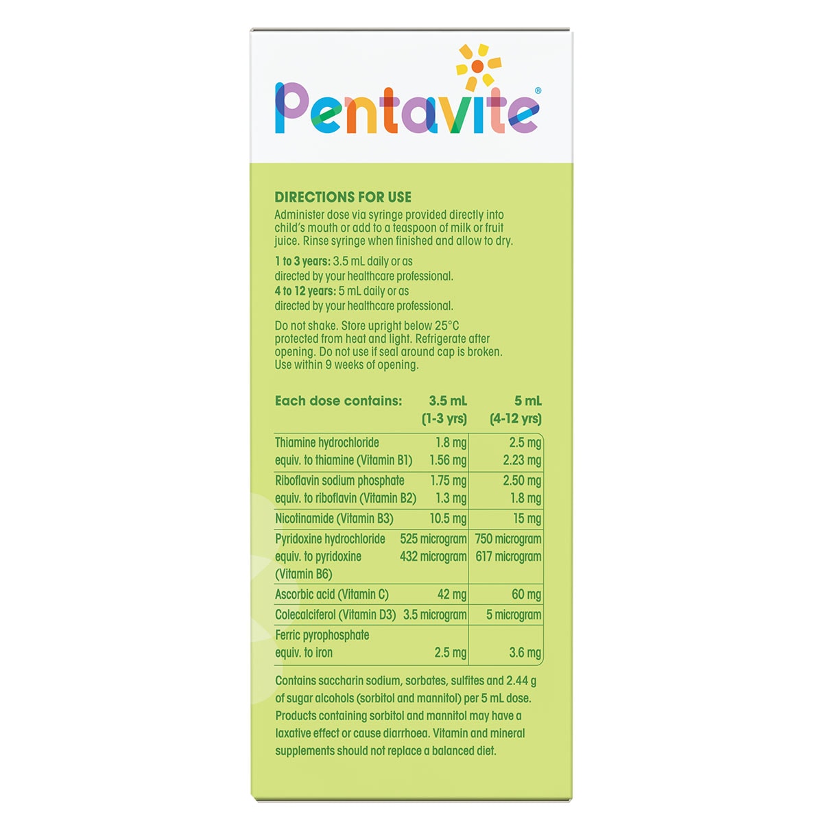 Pentavite Kids Multivitamin + Iron Liquid 200ml (New Formula)