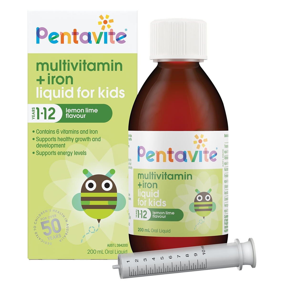 Pentavite Kids Multivitamin + Iron Liquid 200ml (New Formula)