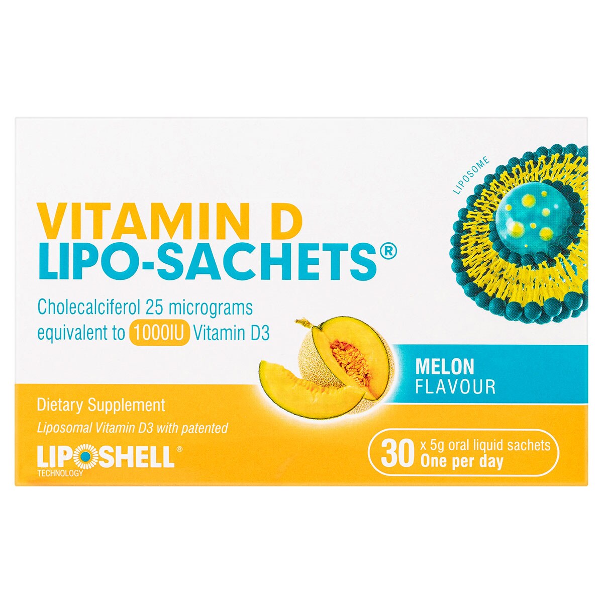 Lipo-Sachets Vitamin D Melon 5g x 30 Liquid Sachets | Healthylife