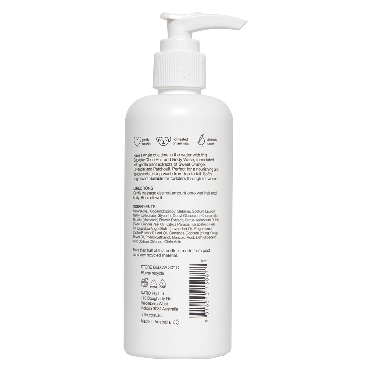 Natio Kids Squeaky Clean Hair & Body Wash 250ml