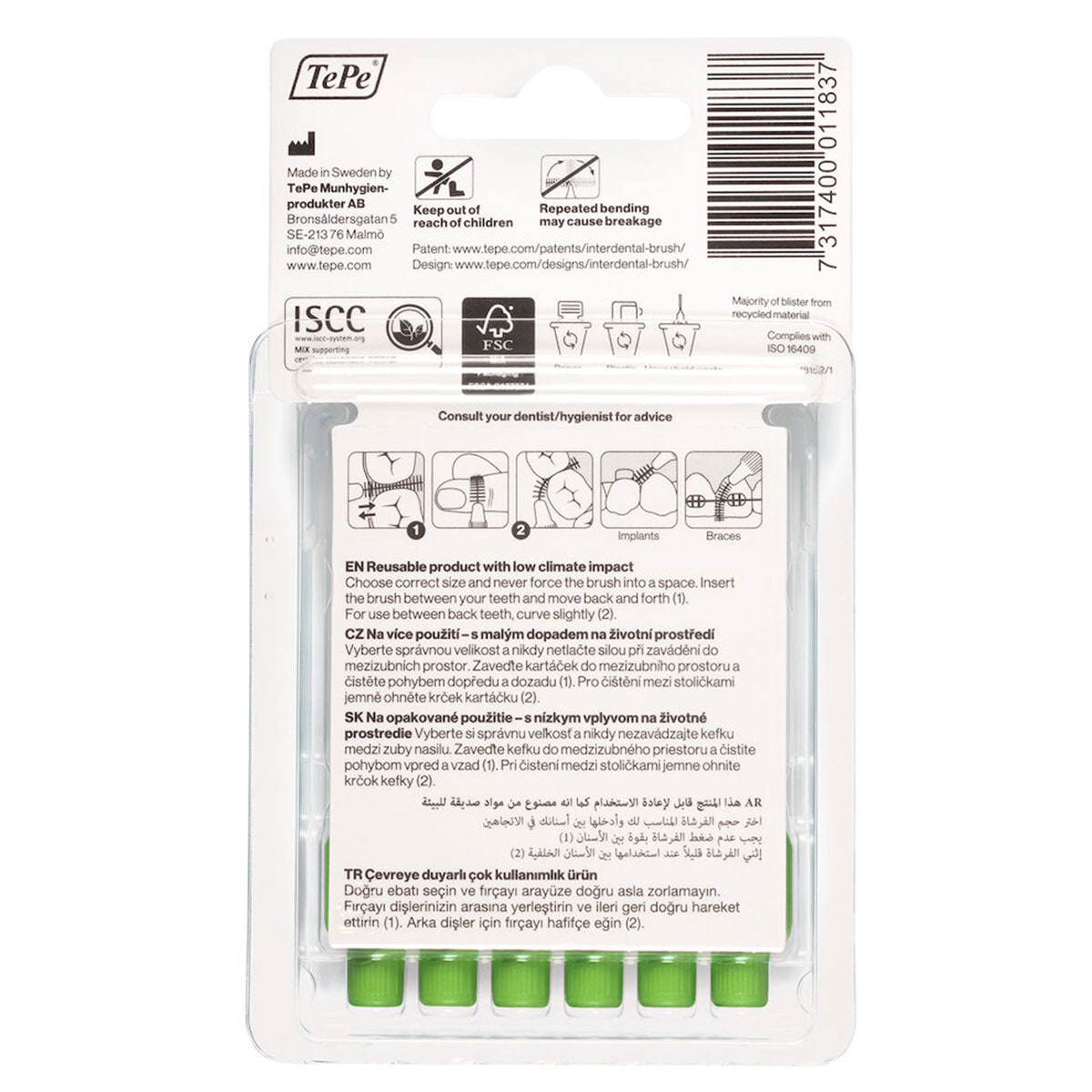 TePe Interdental Brush 0.8mm Green 6 Pack