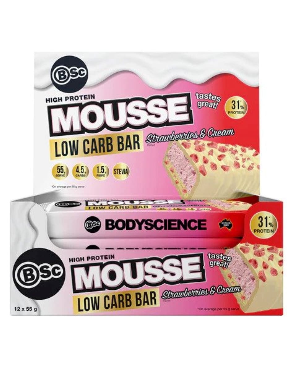 BSc Body Science High Protein Low Carb Mousse Bar Strawberries & Cream ...