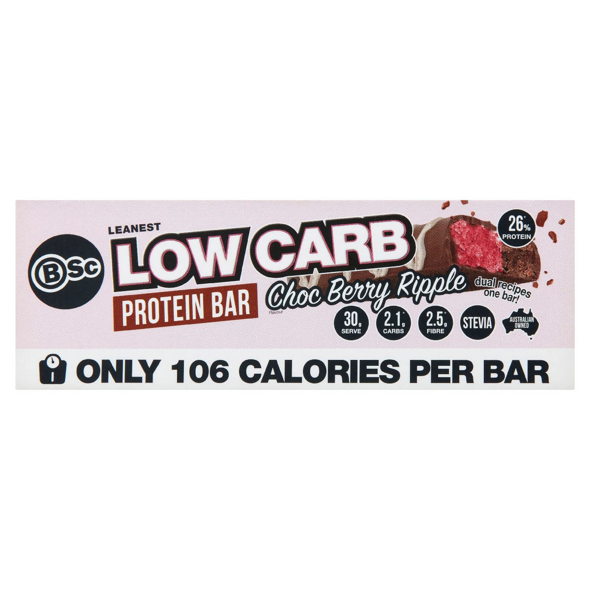 Bsc Body Science Leanest Low Carb Protein Bar Choc Berry Ripple 7 X 30G