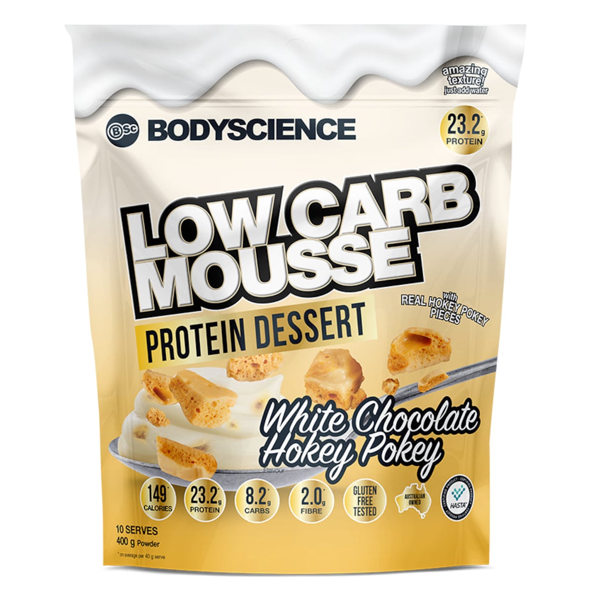 BSc Body Science Low Carb Mousse Protein Dessert White Chocolate Hokey ...